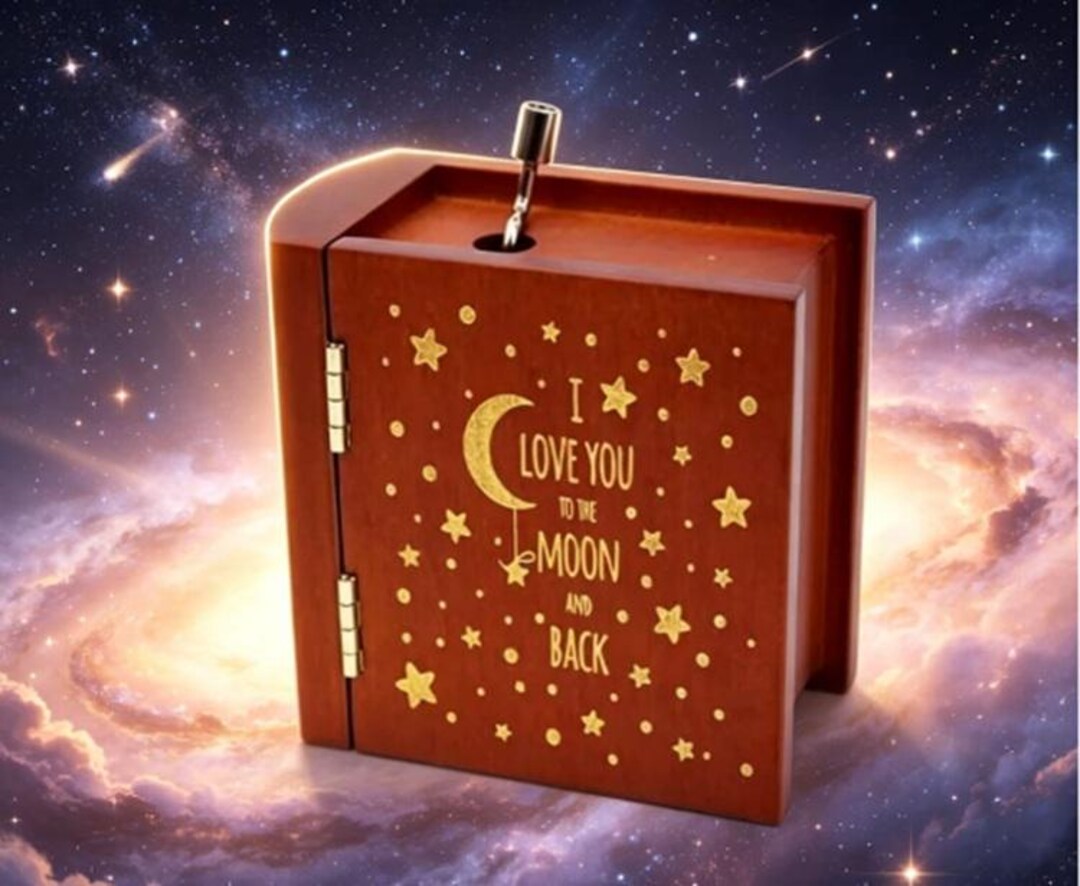 I Love You to the Moon and Back Book Wooden Hand Crank Music Box - Etsy