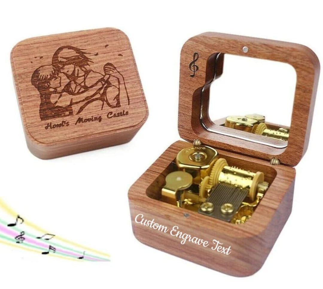 Custom Engraved Walnut Wood Howl's Moving Castle Merry Go Round of Life ...