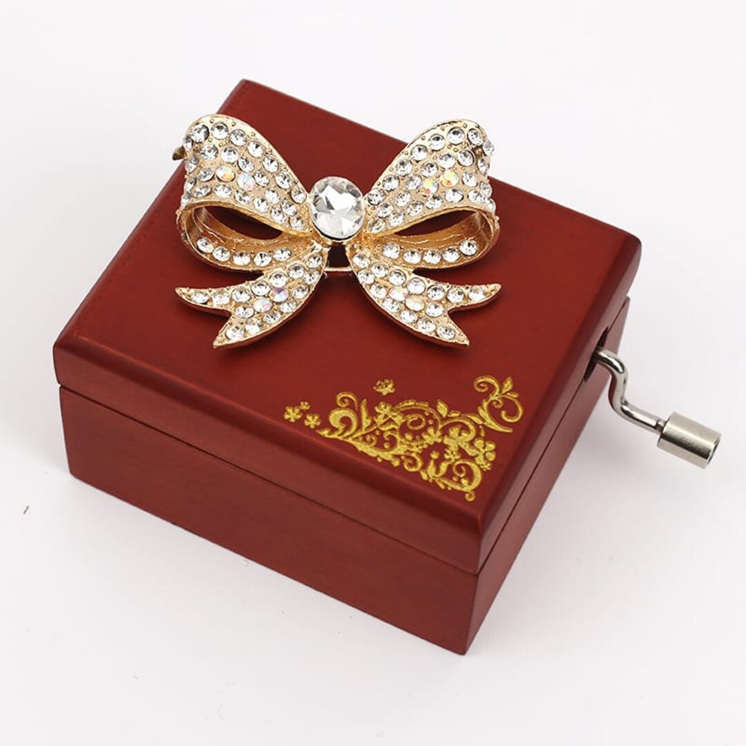 18-notes Gold Vintage Butterfly Wood Hand Crank Music Box | Custom ...