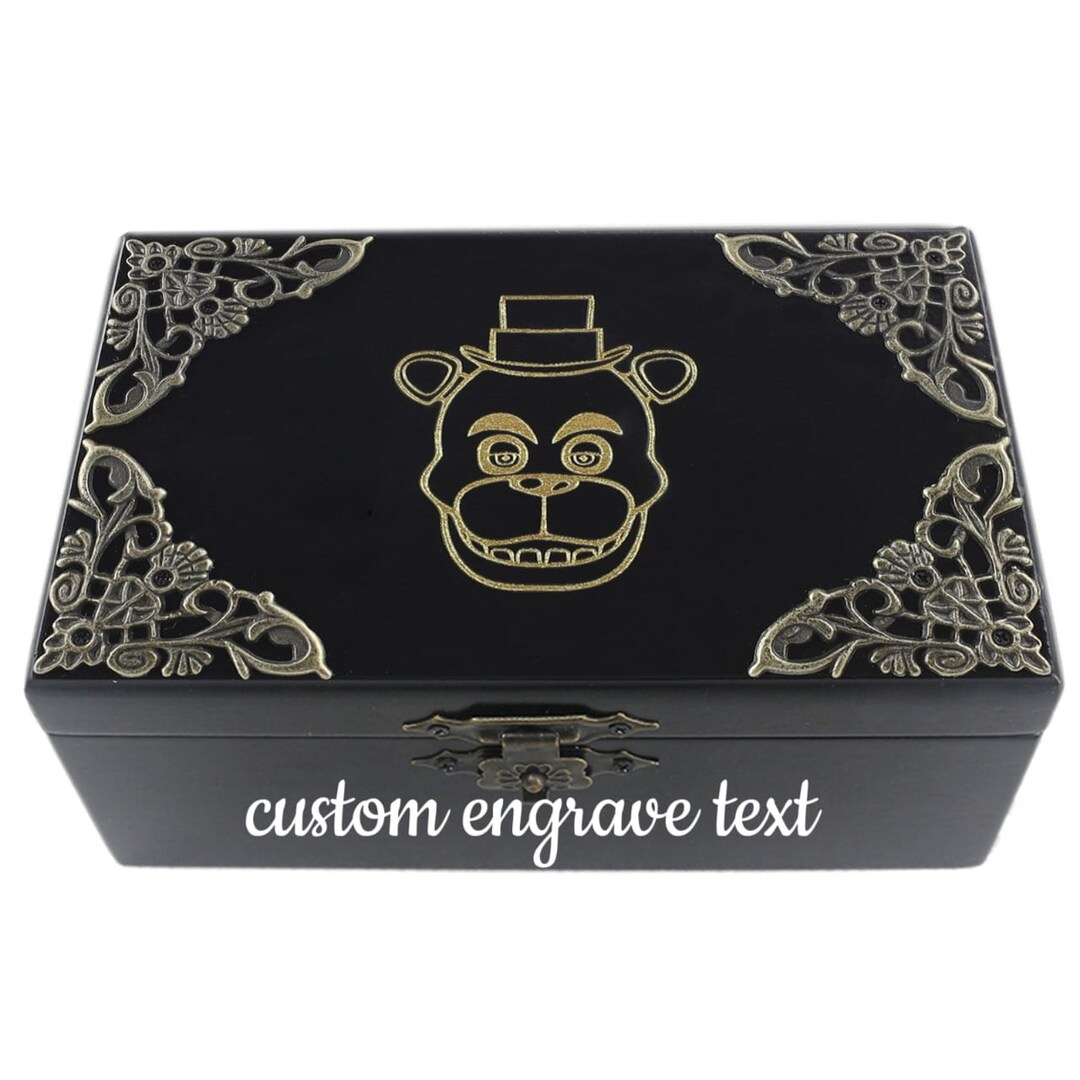 18-note Custom Tune Vintage Black Rectangle Wood Mirror Wind-up Music ...