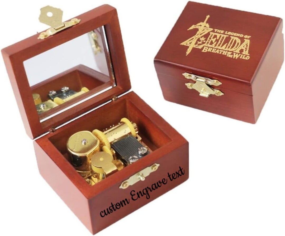 Red Wood Mirrorwind-up Music Box custom Engraving Legend of Zelda Song ...