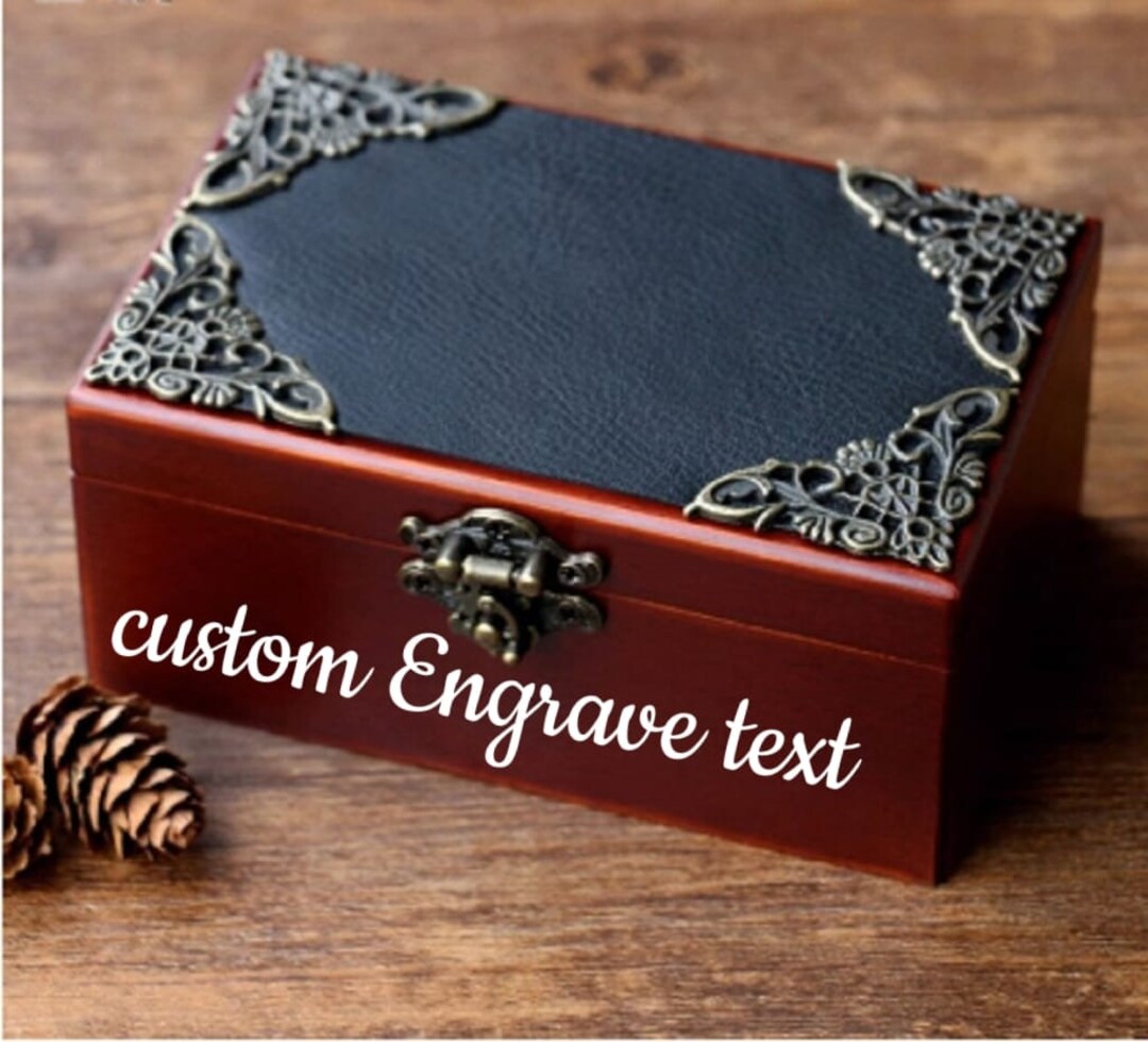 Vintage Brown Wood Rectangle Custom Engrave Design Wind up Music Box ...