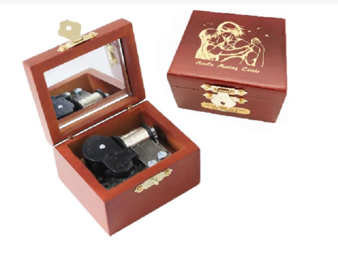 Howls Moving Castle Red Wood Mirrorwind-up Music Box custom Engraving ...