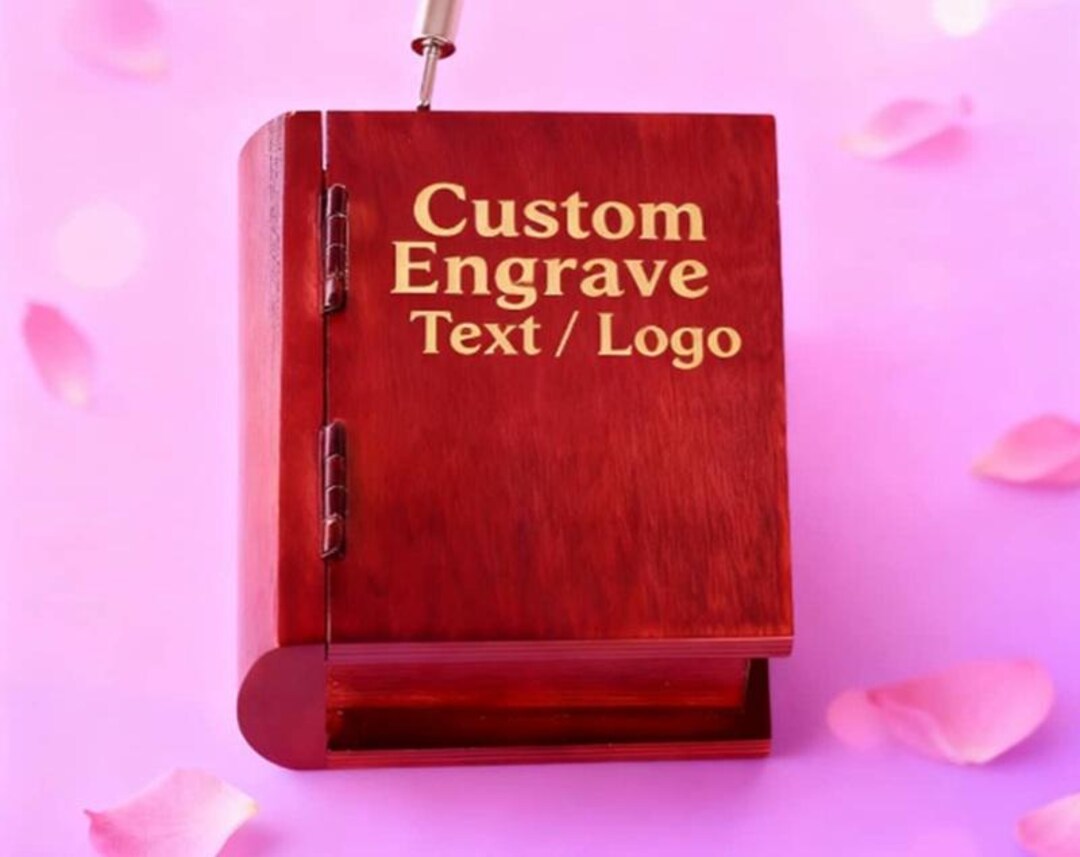 Handmade Book Hand Crank Music Box Custom Engraved Logo / Text | Many ...