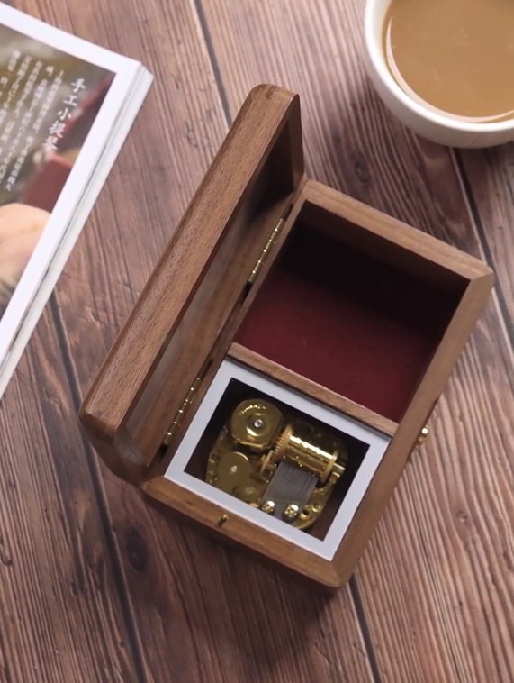 Custom Engraved Walnut Music Box: Anime Songs, Photo Jewelry Box - Etsy