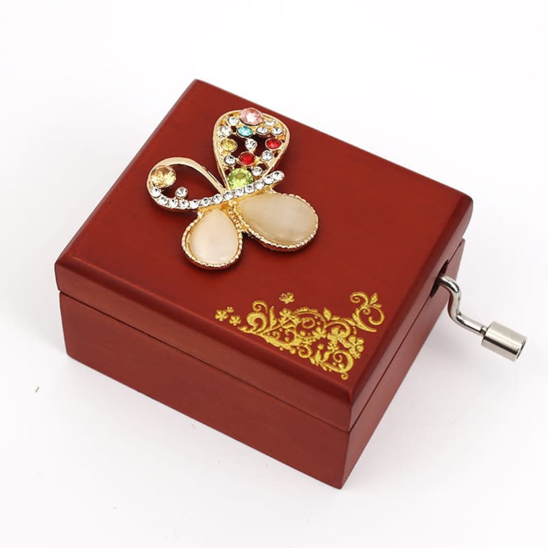 18-notes Colouful Buttefly Hand Crank Music Box | Custom Engraving ...