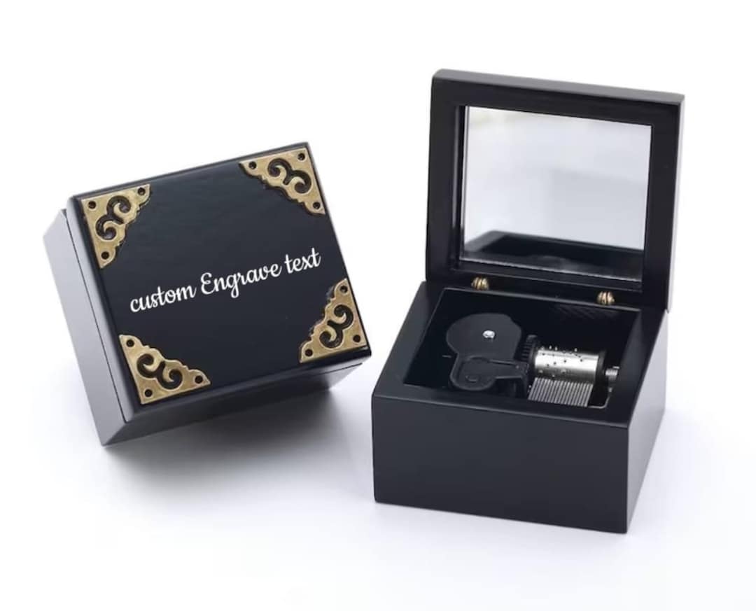 Custom Tune Music Box: Vintage Black Wood, Personalized Engraving - Etsy