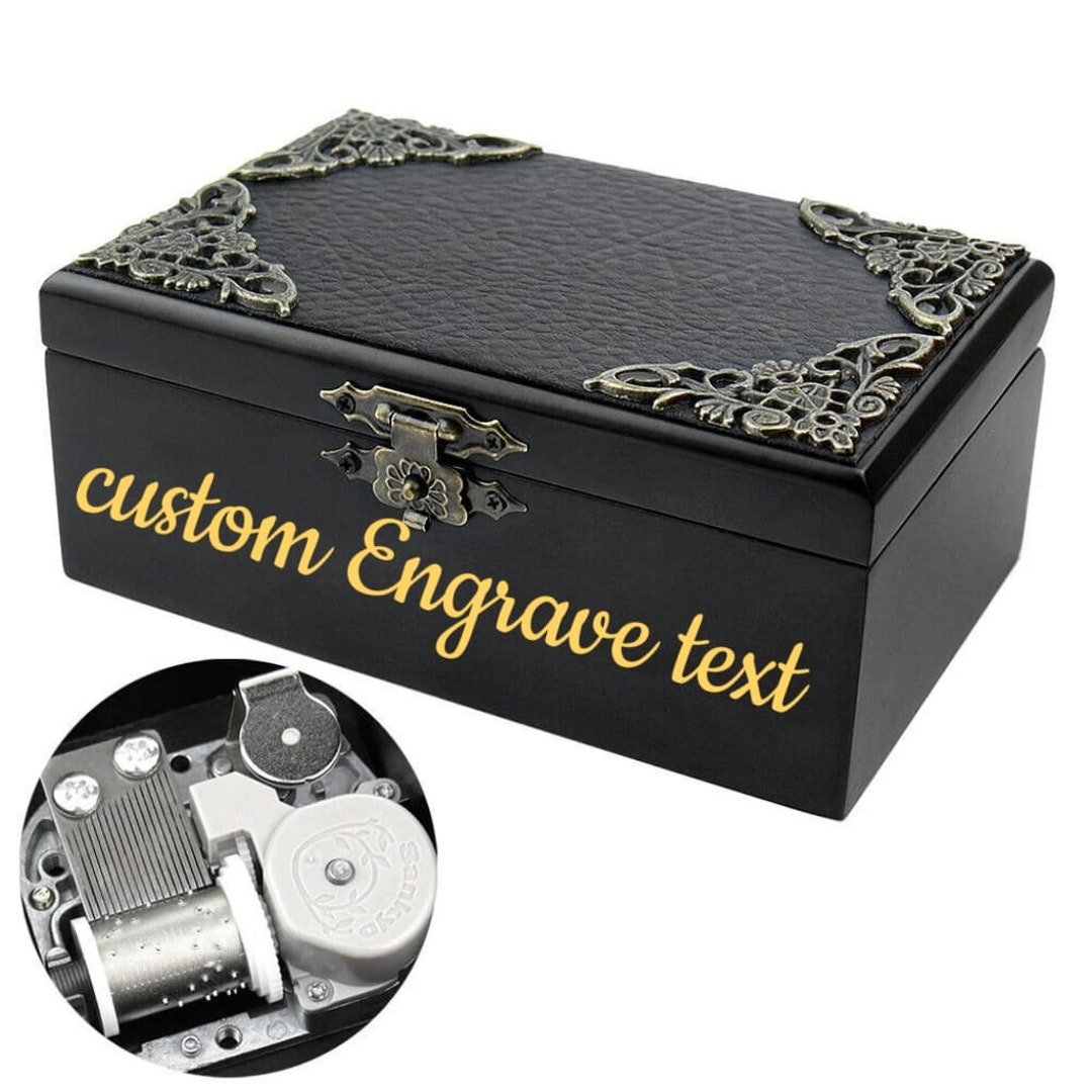 Black Vintage Cover Rectangle Music Box 70 SONGS TUNE - Etsy