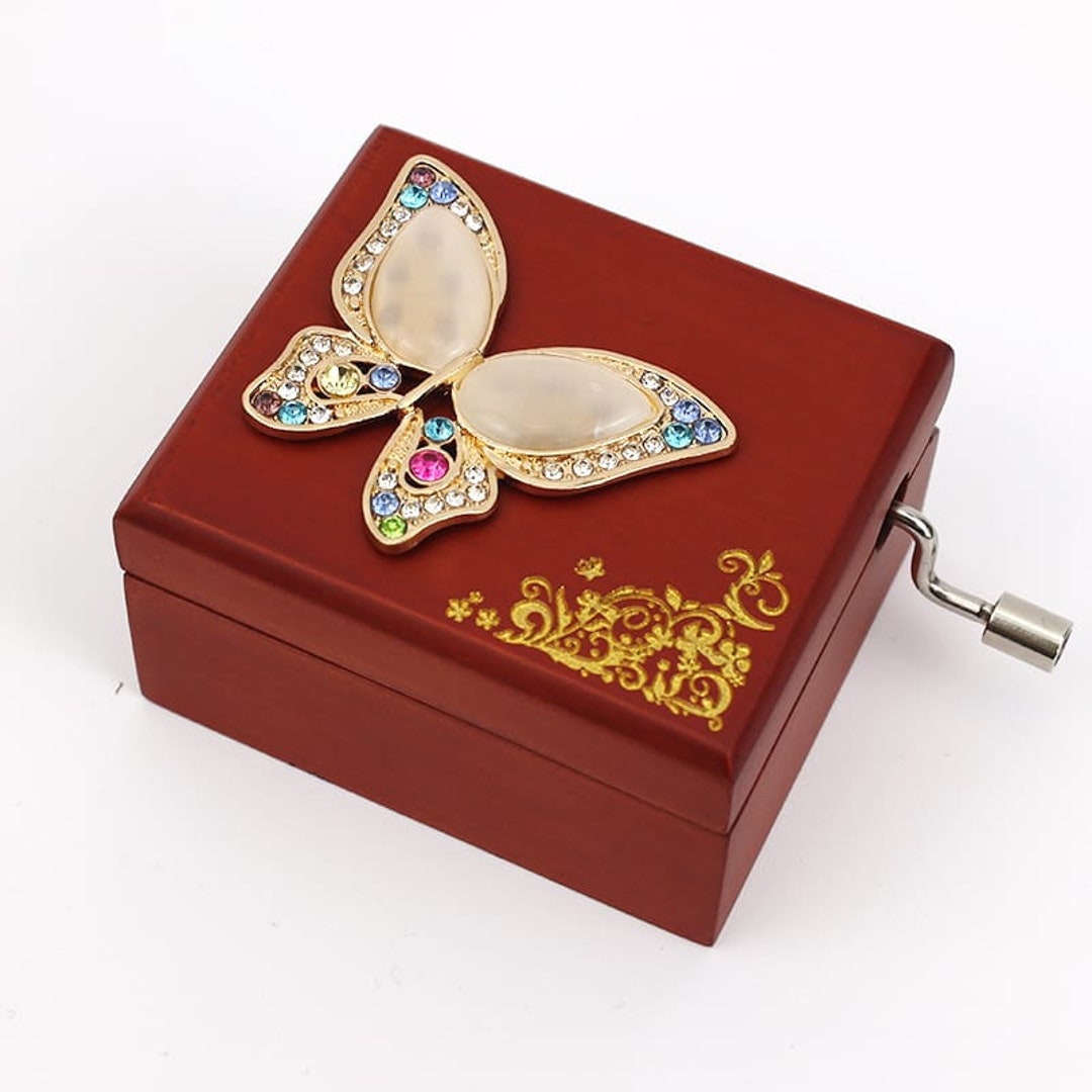 18-notes Gorgeous Colourful Butterfly Hand Crank Music Box | Custom ...