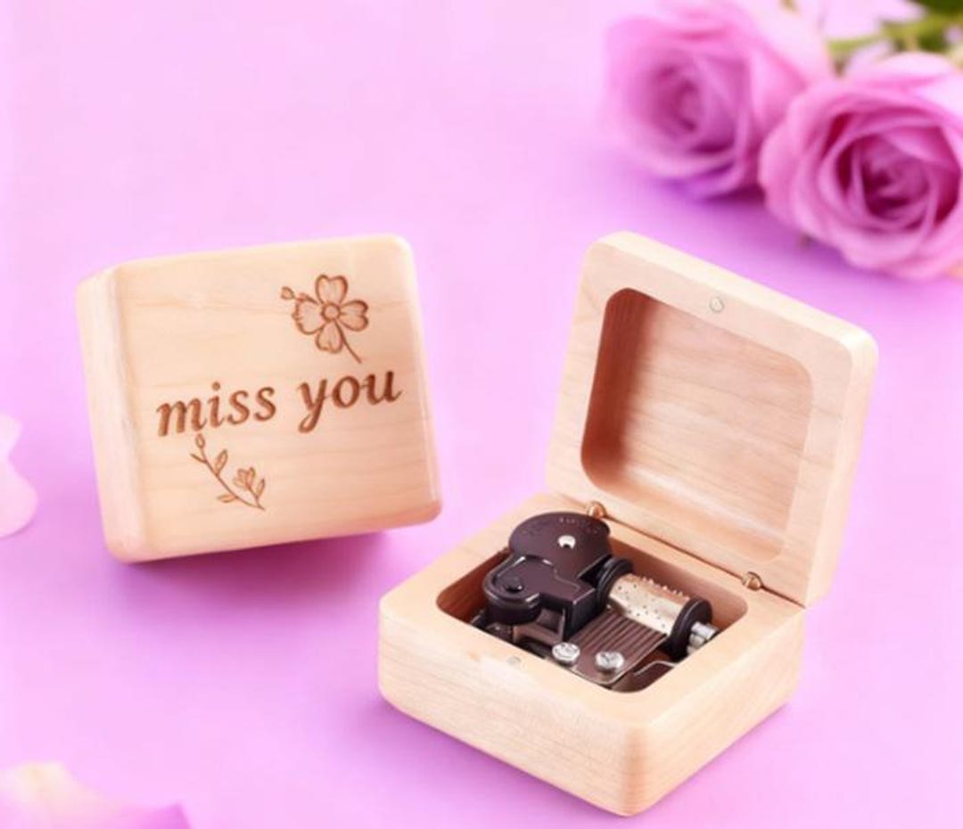 Personalized Beech Wood Music Box - 'miss You' Engraving - Anniversary ...