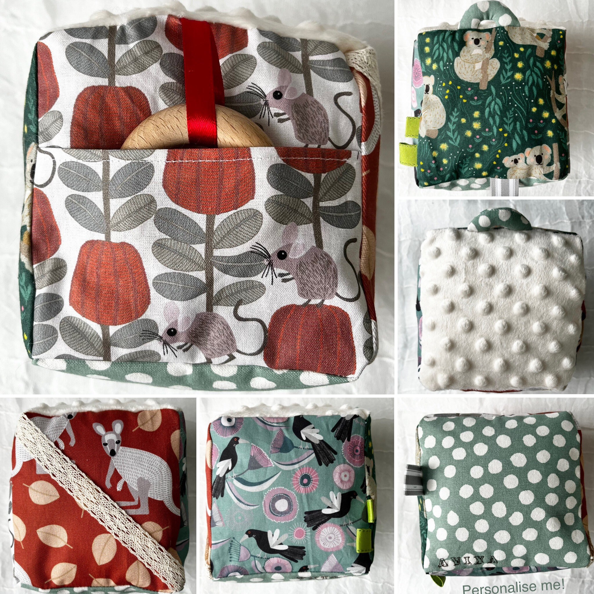 Personalised Sensory Cube, Soft Sensory Cube, Montessori Toy, Baby ...