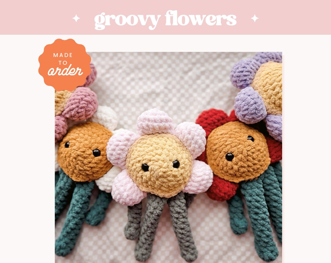 Groovy Flower Plushie Made to Order Retro Daisy Lovey for Babies Flower ...