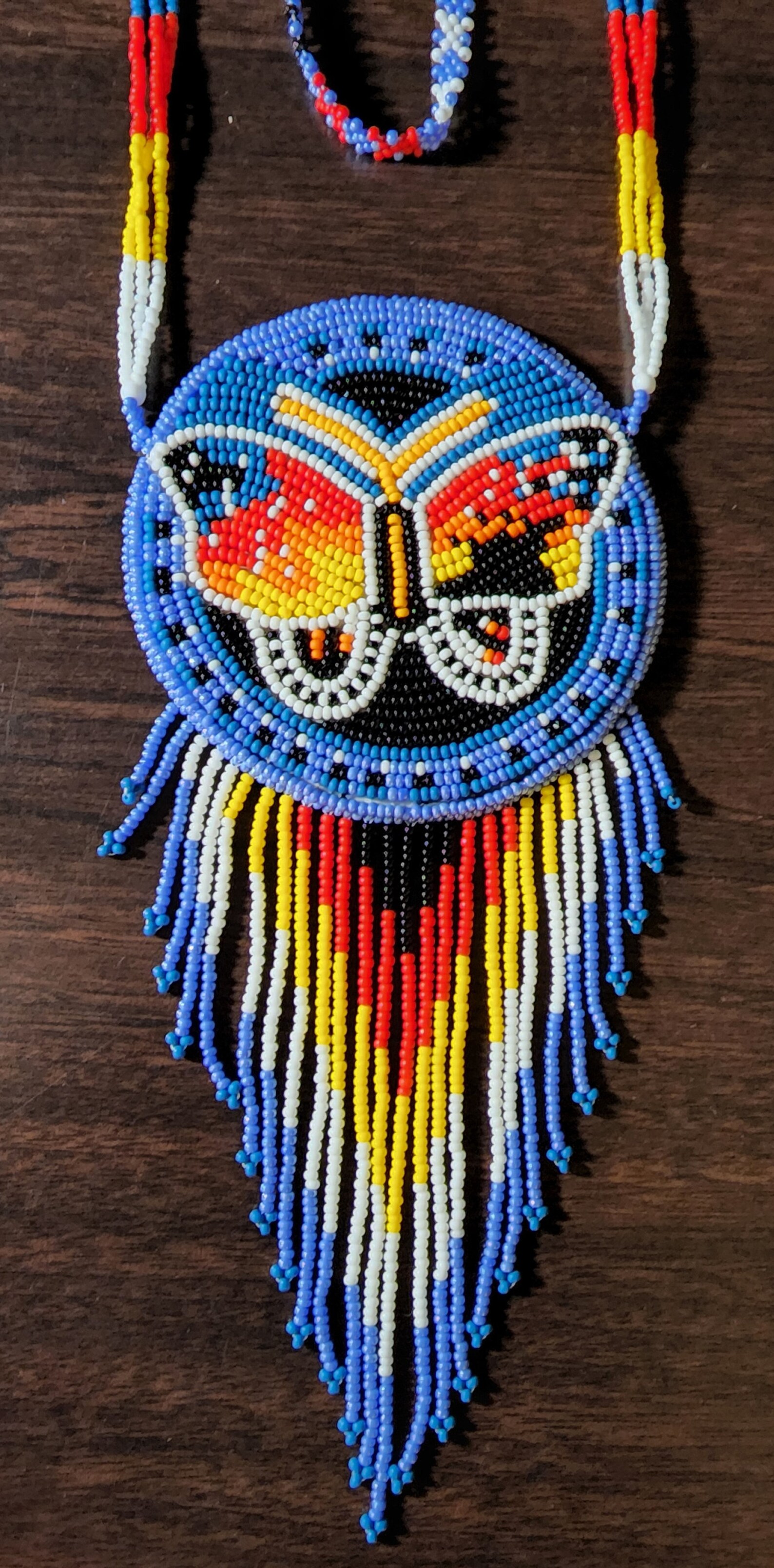 Beaded Medallion Necklace With a Butterfly Design - Etsy