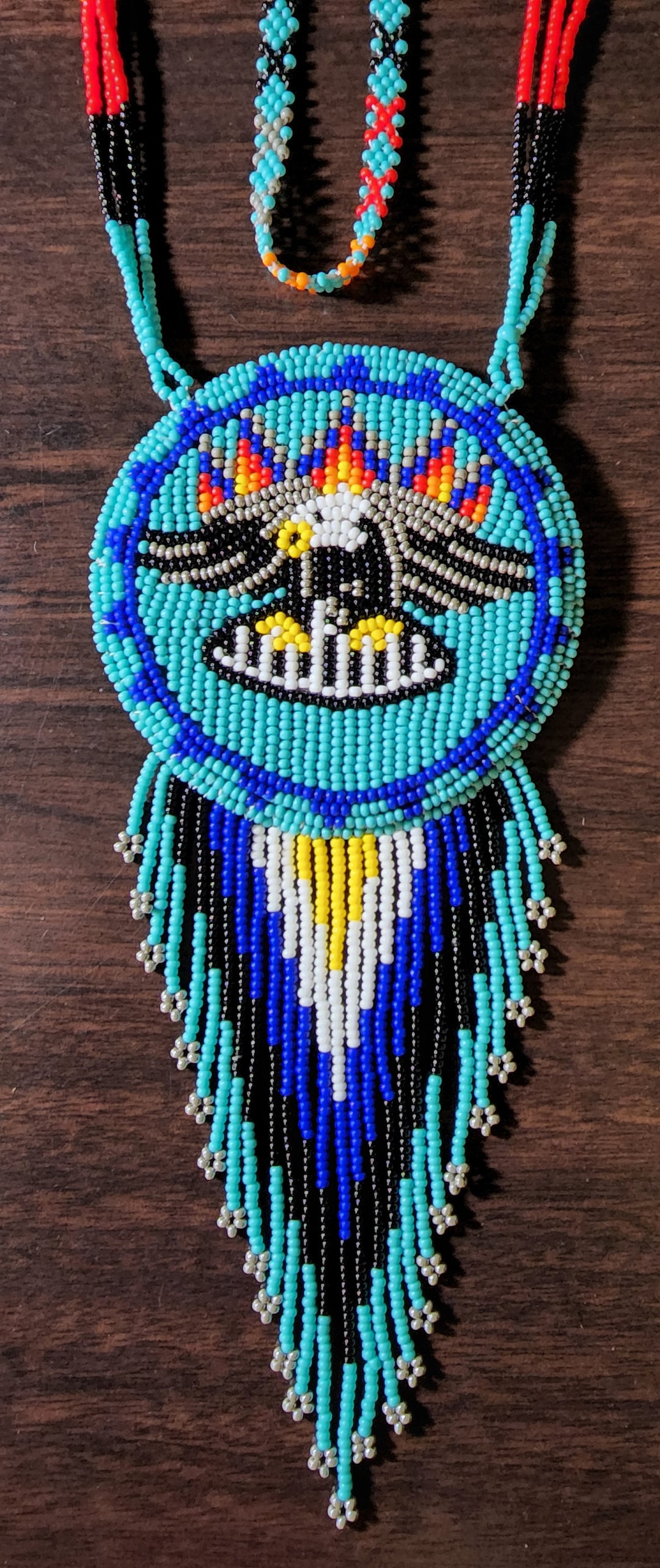 Beaded Medallion Necklace With an Eagle Design. - Etsy