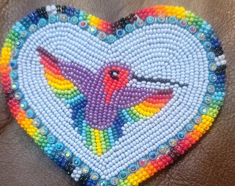 Beaded Barrette With a Hummingbird Pattern | Etsy