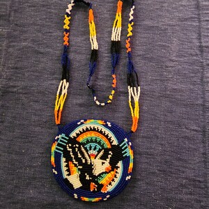 Beaded Medallion Necklace With an Eagle Design - Etsy