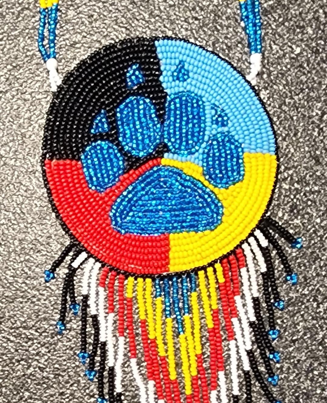 Beaded Medallion Necklace With A Bear Paw Design - Etsy