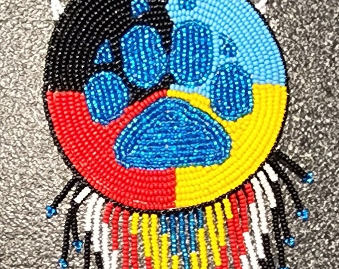Beaded Medallion Necklace With A Bear Paw Design - Etsy