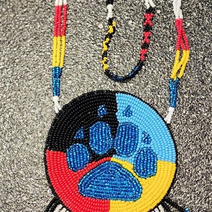 Beaded Medallion Necklace With A Bear Paw Design - Etsy
