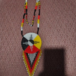 Beaded Medallion Necklace With A Four Directions Design - Etsy