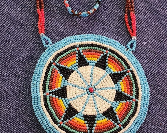 Beaded Medallion Necklace - Etsy