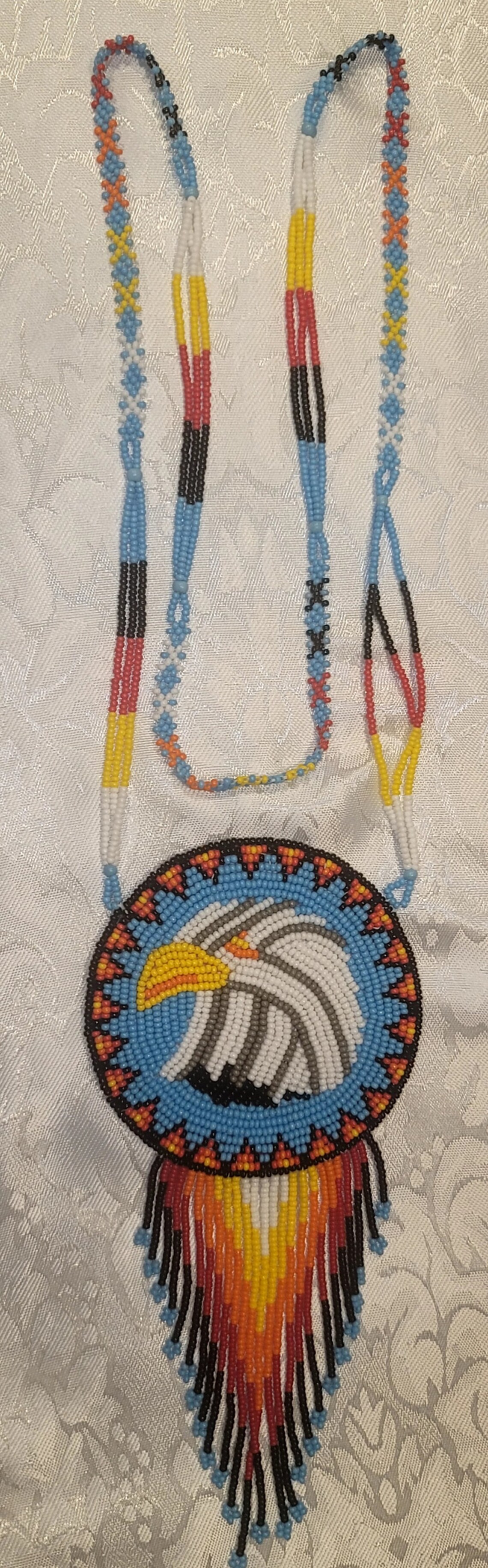 Beaded Medallion Necklace With an Eagle Head Design - Etsy