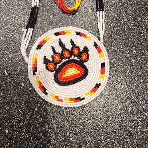 Applique Beaded Medallion Necklace With a Bear Paw Design - Etsy