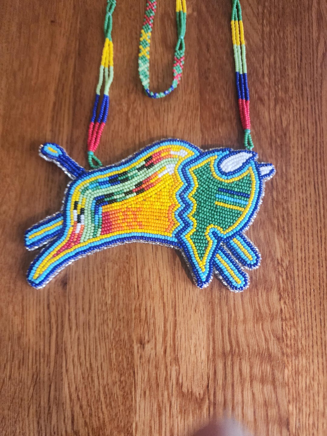 Beaded Medallion Necklace With a Buffalo Design - Etsy