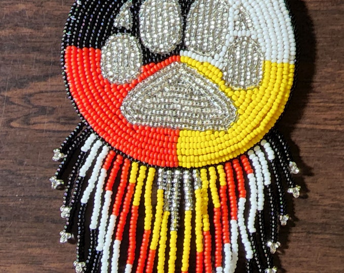 Beaded Medallion Necklace With a Bear Paw and 4 Direction - Etsy