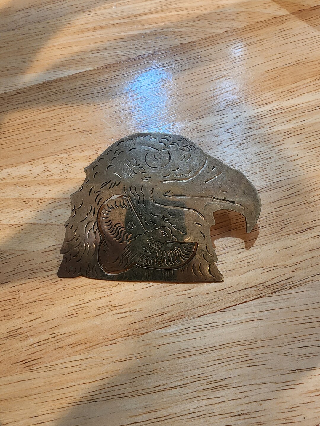 German Silver Scarf Slide With an Eagle Head Design - Etsy