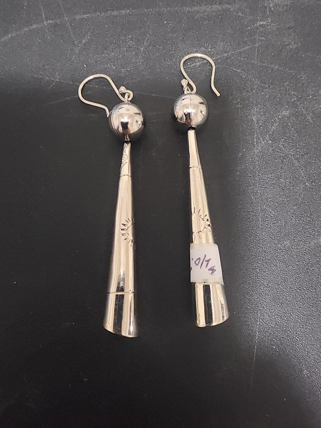 German Silver Cone Earrings With Coral Cabochons - Etsy