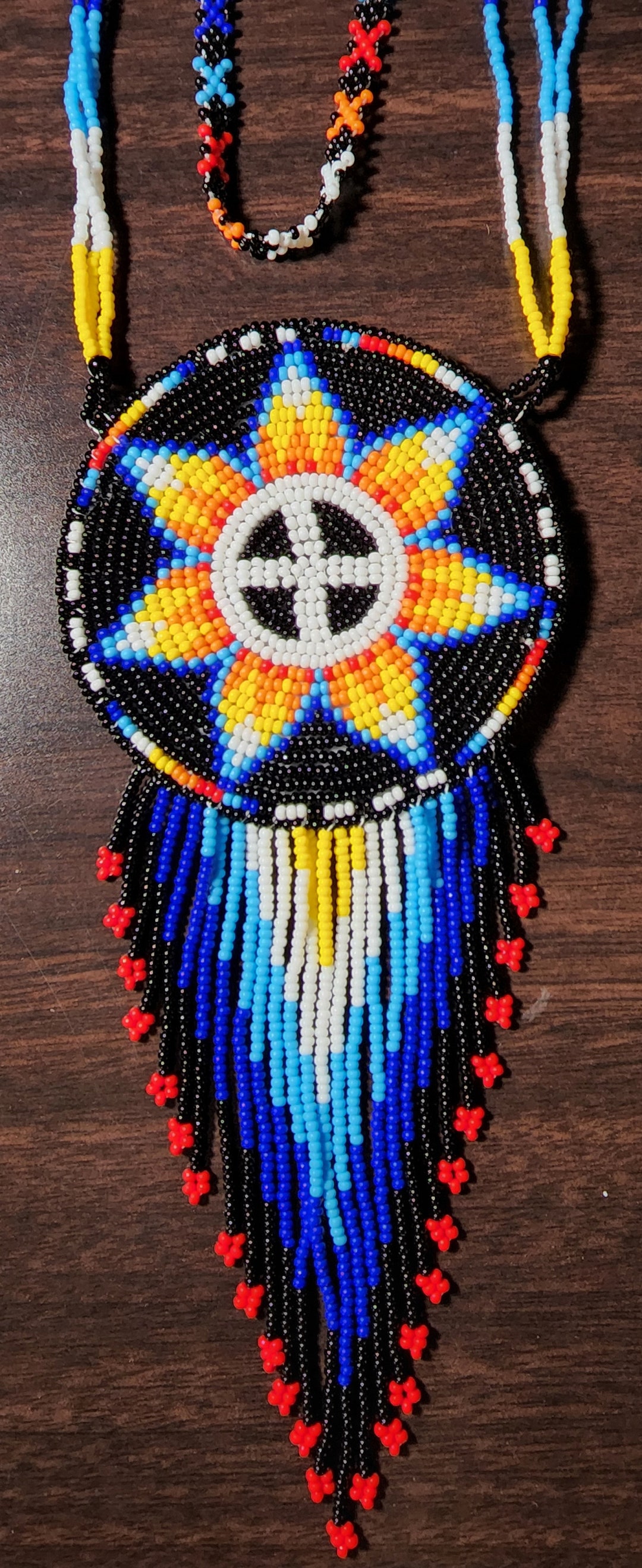 Beaded Medallion Necklace - Etsy