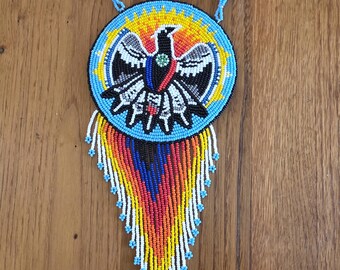 Beaded Medallion Necklace With A Four Directions Design - Etsy