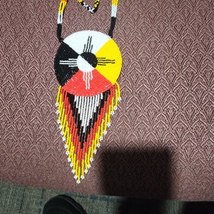 Beaded Medallion Necklace With A Four Directions Design - Etsy
