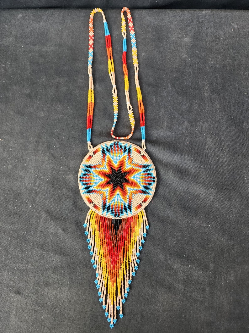 Beaded Medallion Necklace With an 8-point Star Design - Etsy