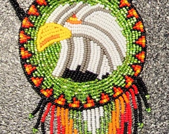 Native American Hand Beaded 2-sided Raven Eagle Medallion - Etsy