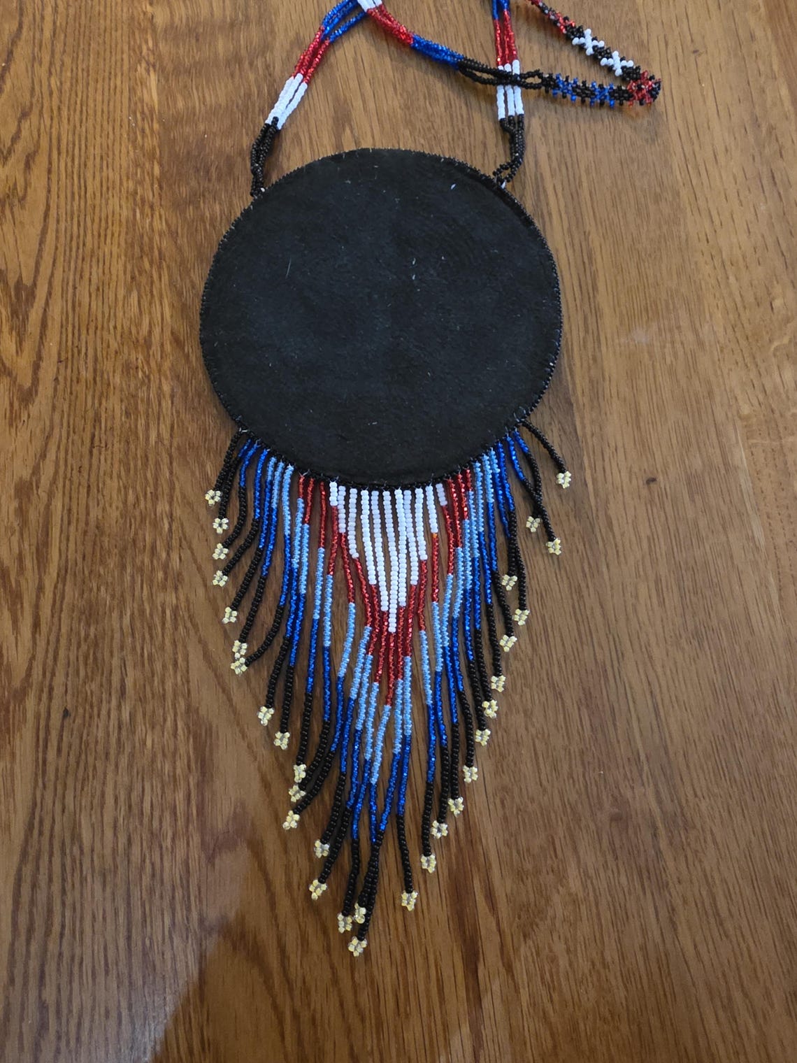 Applique Beaded Medallion Necklace With A Waterbird and Vietnam Veteran ...