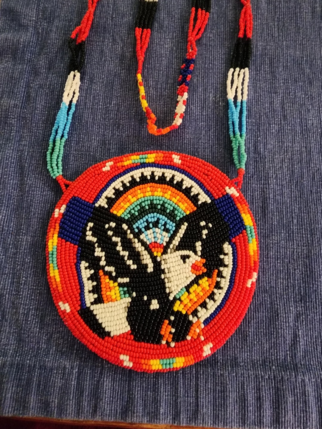 Beaded Medallion Necklace With an Eagle Design - Etsy