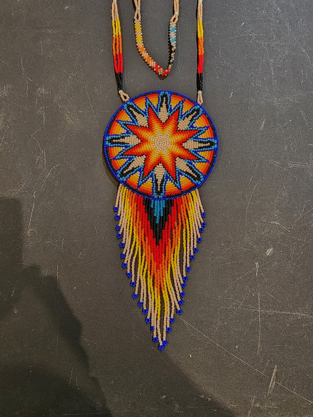 Beaded Medallion Necklace With an 8-point Star Design - Etsy