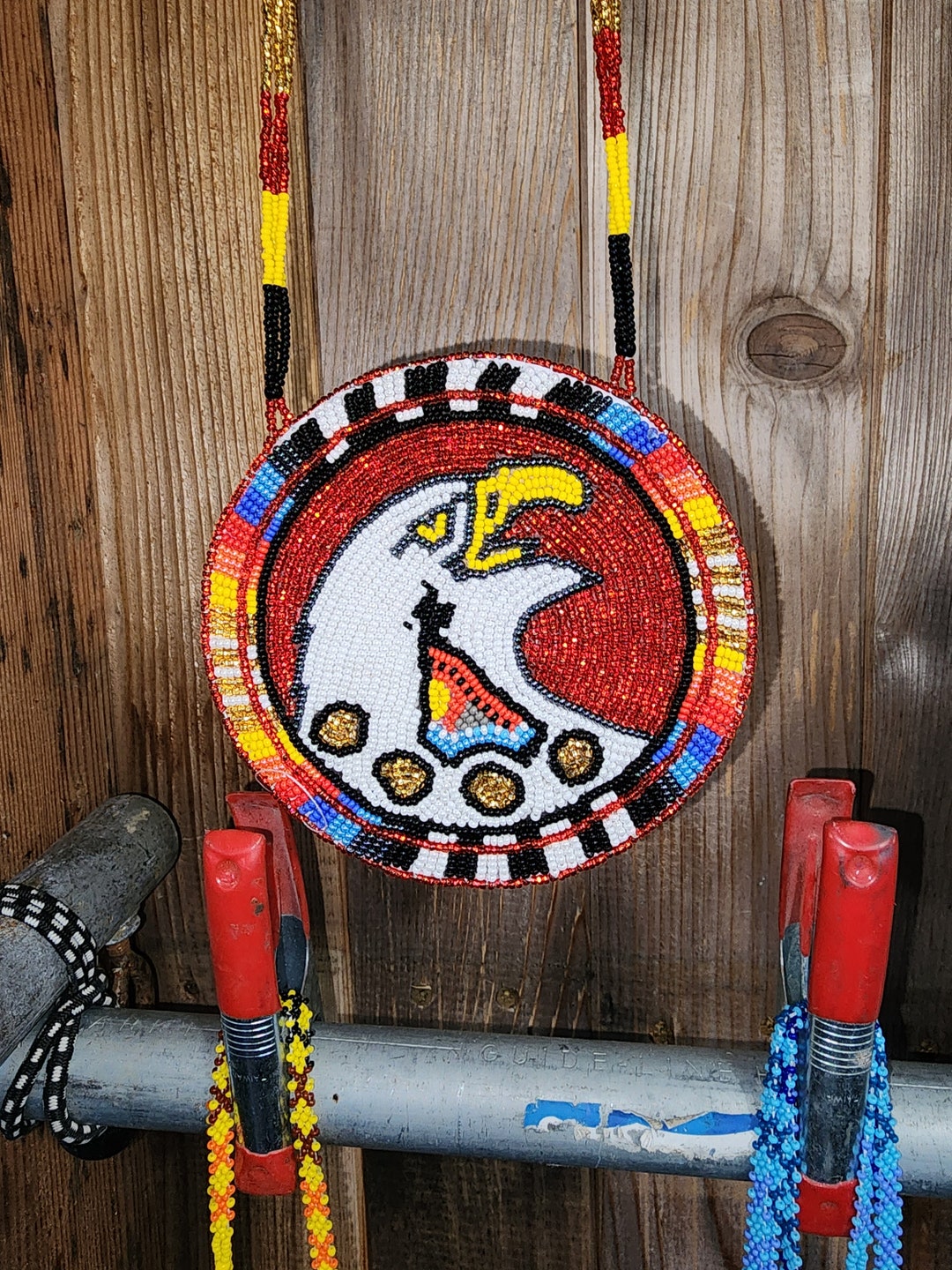 Beaded Medallion Necklace With an Eagle Hear Design - Etsy