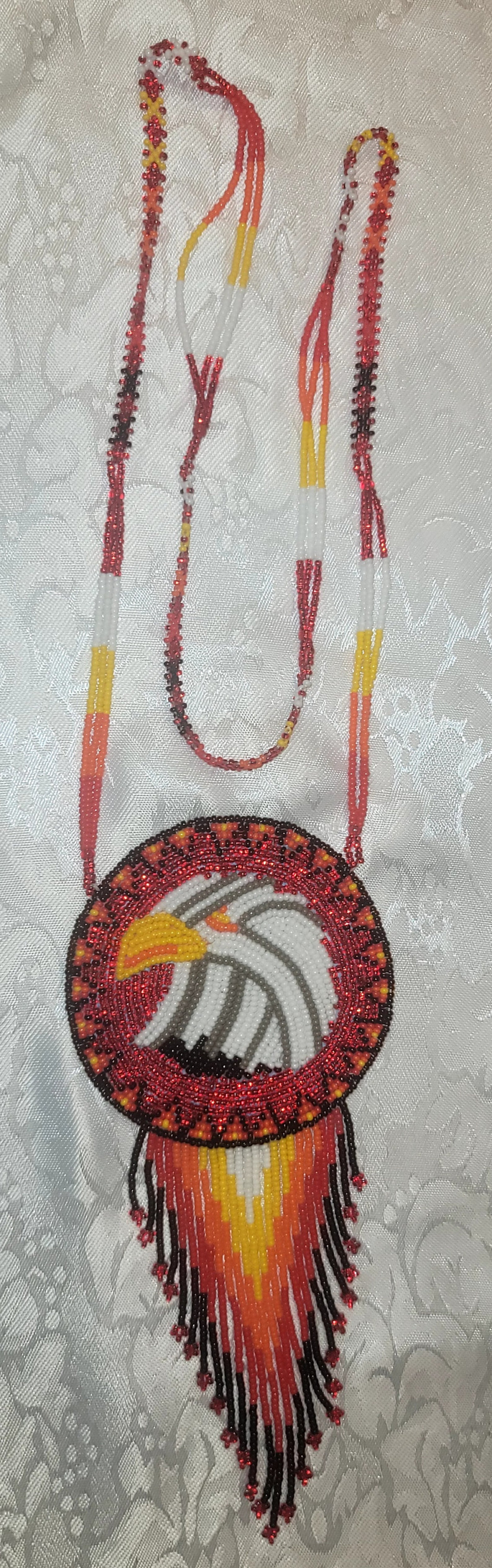 Beaded Medallion Necklace With an Eagle Head Design - Etsy