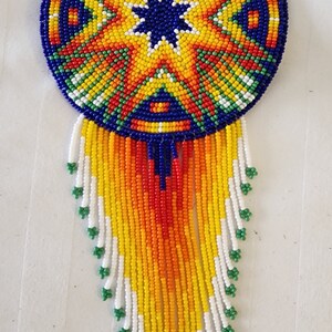 Applique Beaded Medallion Necklace With an 8 Point Star Design - Etsy