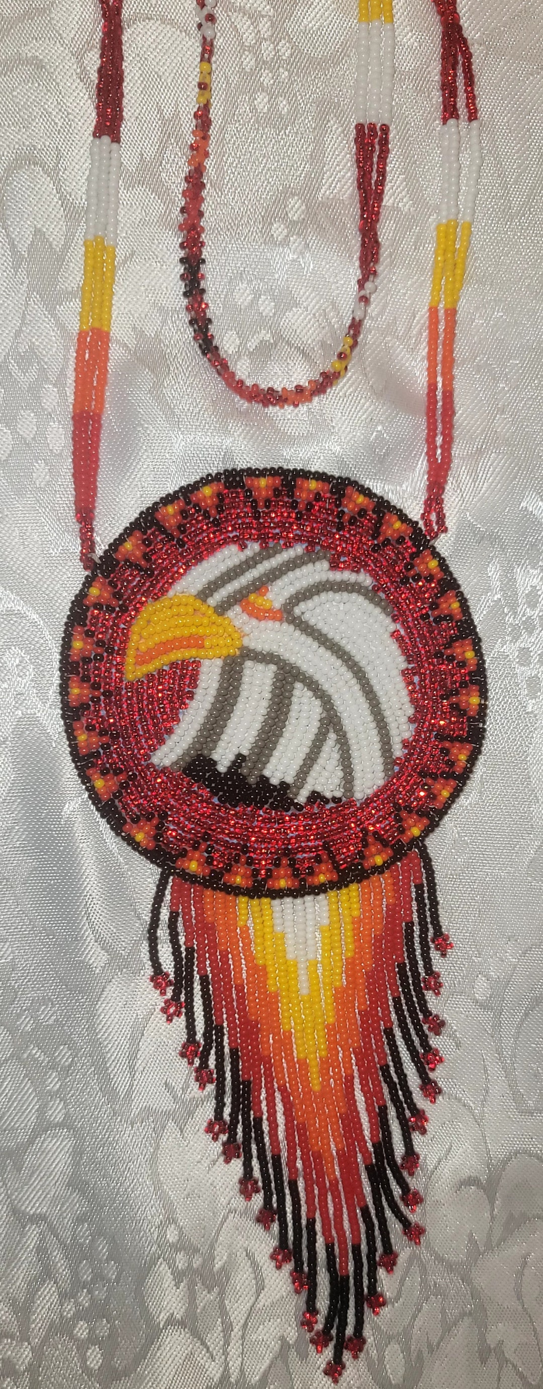 Beaded Medallion Necklace With an Eagle Head Design - Etsy
