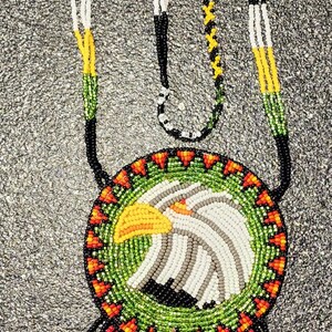 Beaded Medallion Necklace With an Eagle Head Design - Etsy