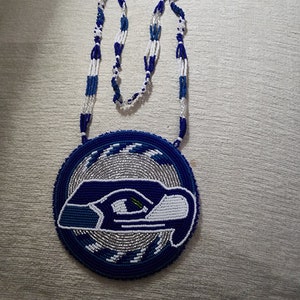 Applique Beaded Seahawk Necklace - Etsy
