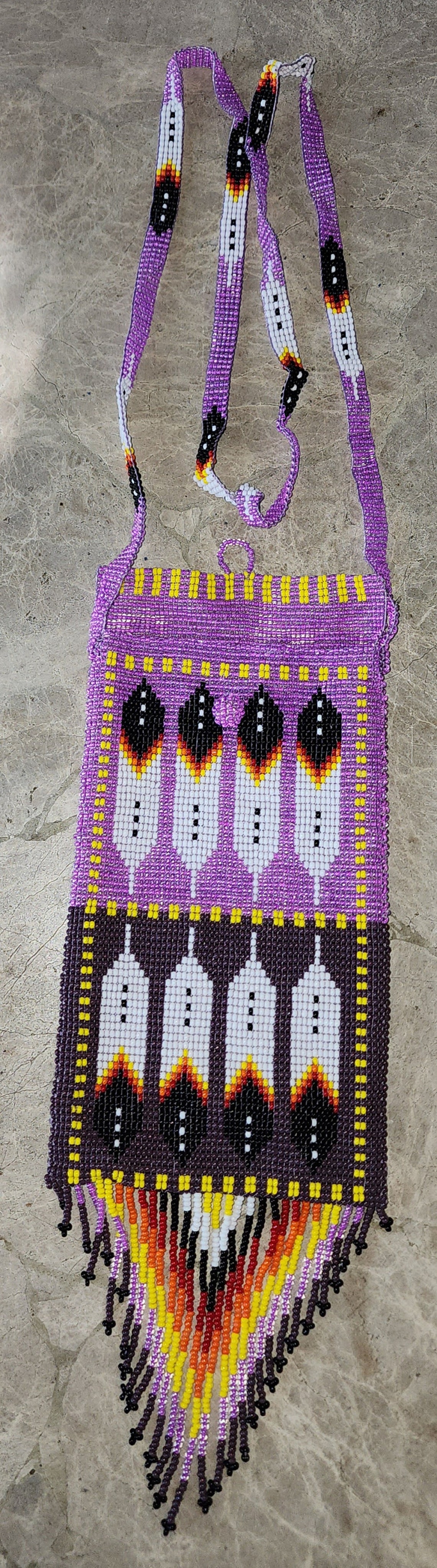 Loom Beaded Cell Phone Bag With an Eagle Feather Design - Etsy