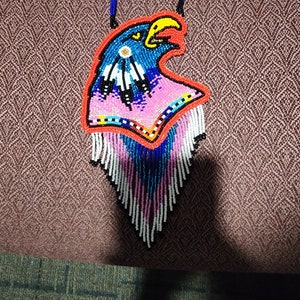 Beaded Medallion Necklace With an Eagle Head Design - Etsy