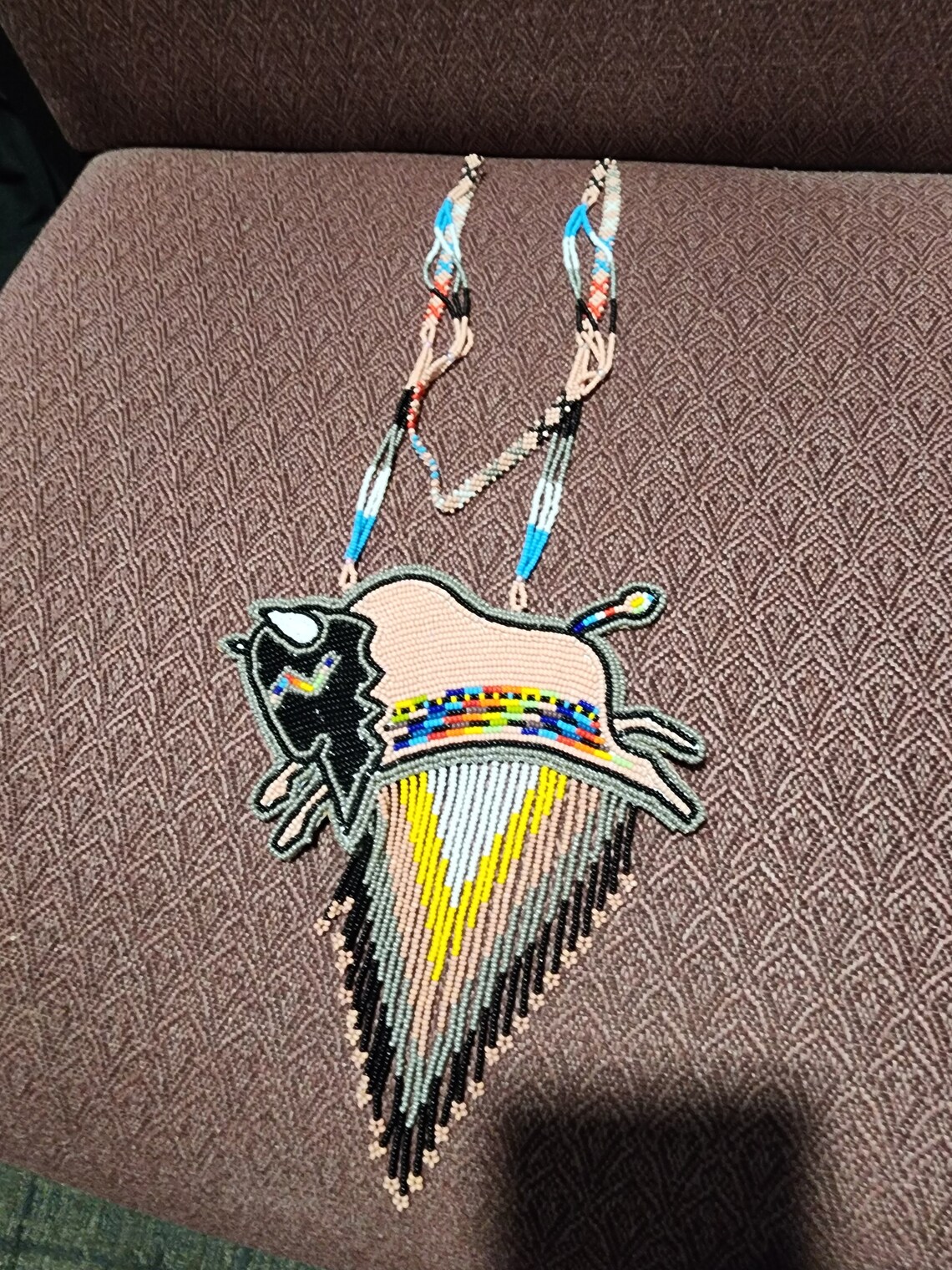 Beaded Buffalo Medallion Necklace - Etsy
