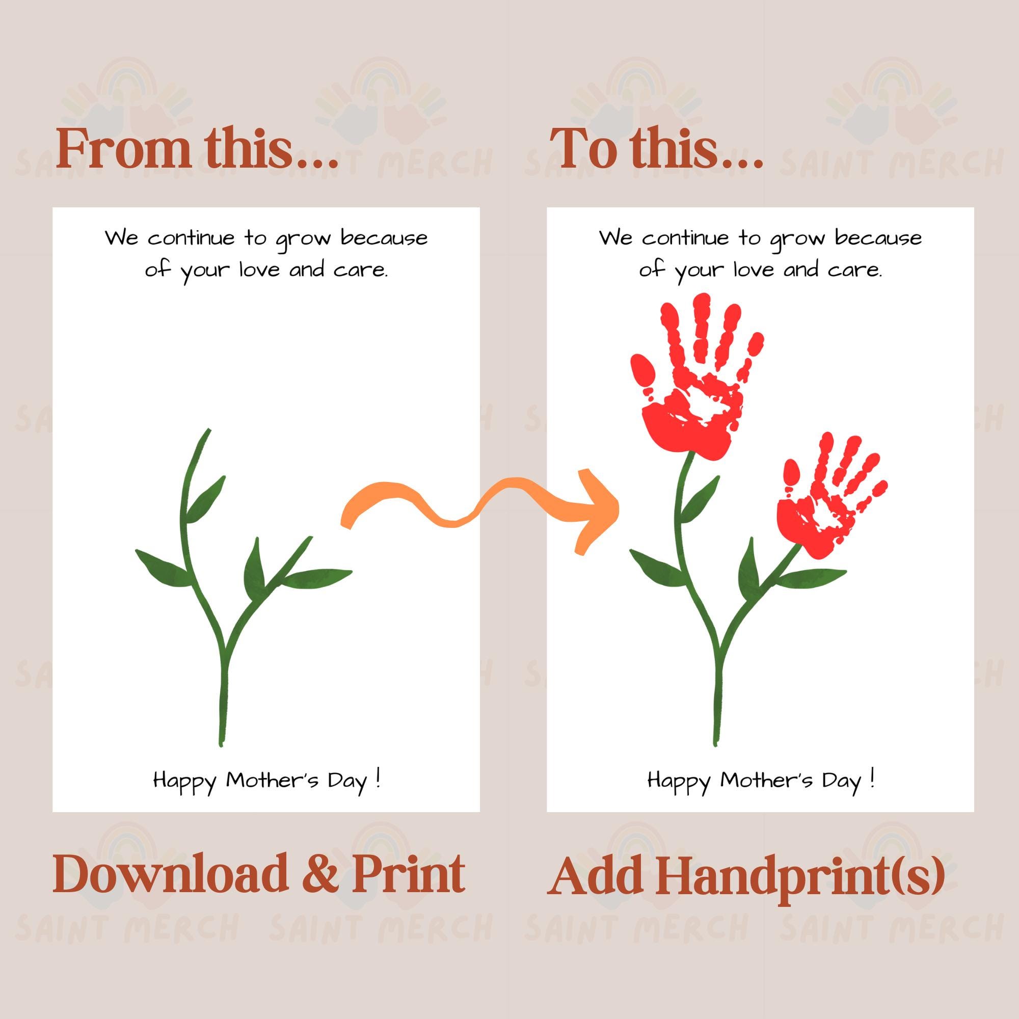 Flower Handprint Art, DIY Mother's Day Gift (PDF Pattern) - Etsy
