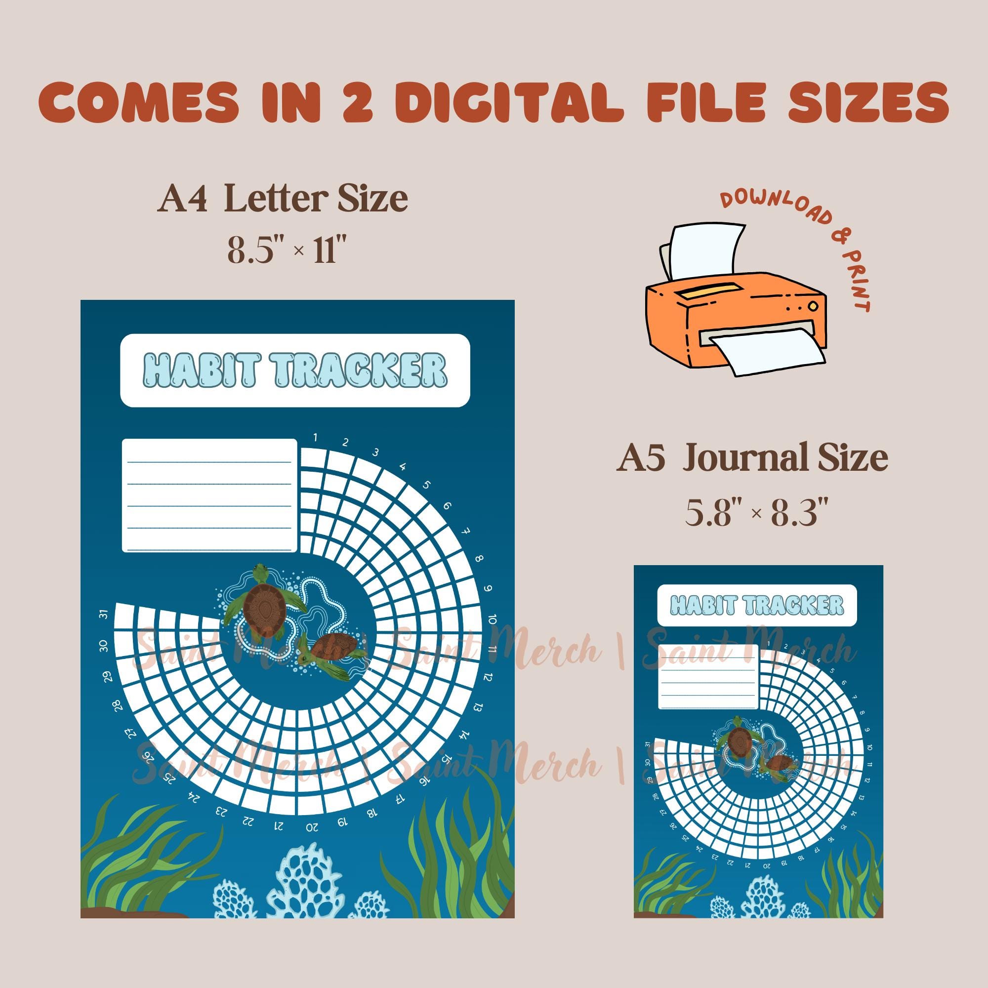 Sea Turtle Habit Tracker Printable: Daily Journal Page (A4 & A5 PDF) - Etsy